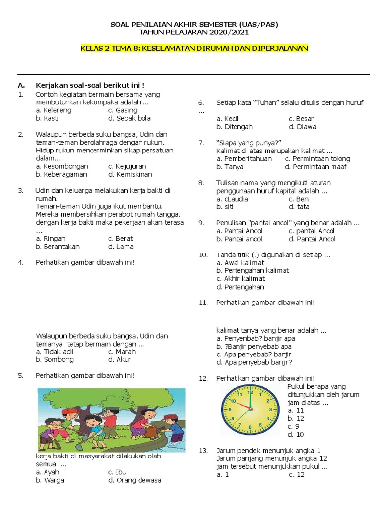 Soal PAS Kelas 2 Tema 8 - Kamimadrasah | PDF