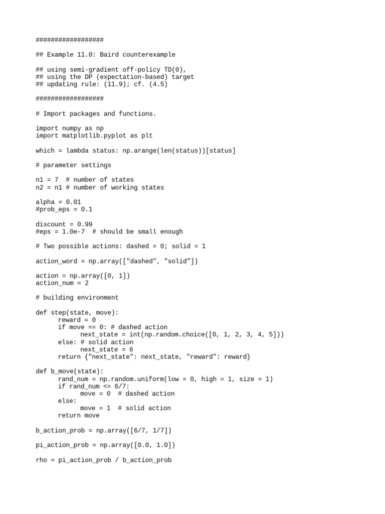 Py Code Example 11 0 Baird Semi Gradient DP Like | PDF | Software Engineering | Computer Programming