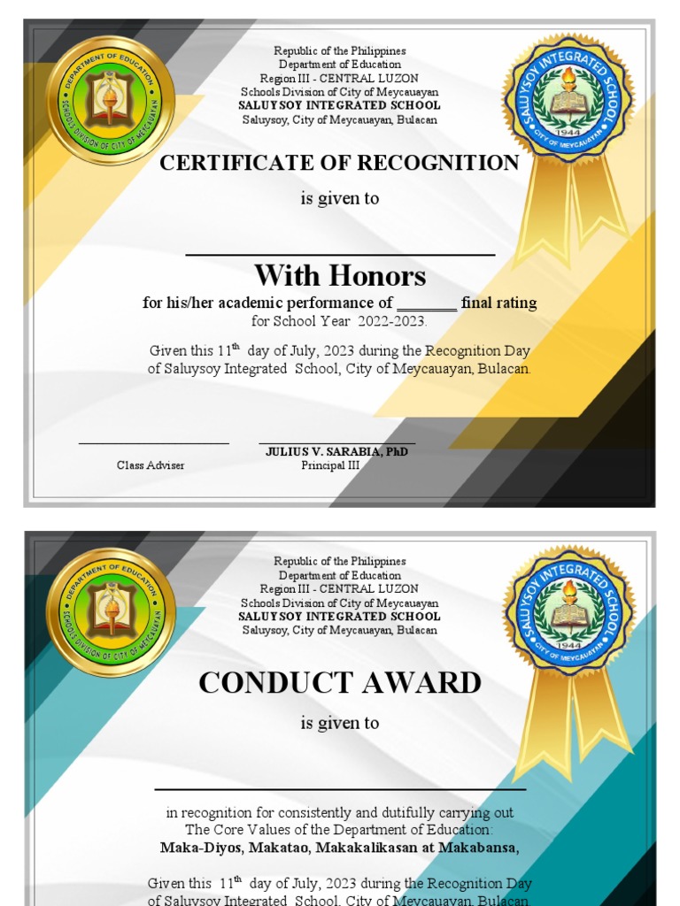 Award Certificates Templates | PDF