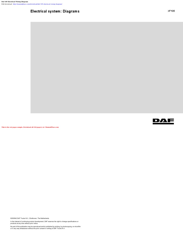 DAF XF105 Electrical Wiring Diagram | PDF | Power Supply | Truck