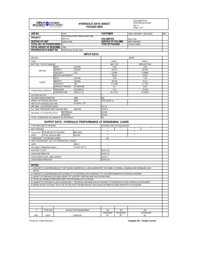 504-C-002 Deethanizer HDS Rev 0 | PDF | Pressure | Liquids