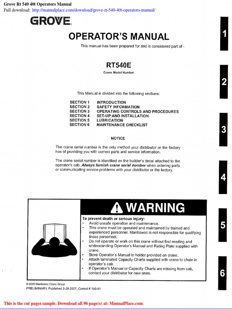 Grove RT 540 40t Operators Manual | PDF