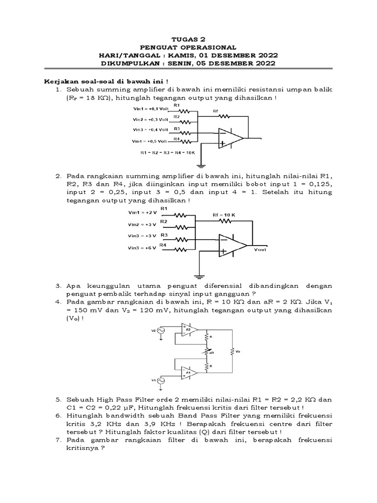 Tugas 2 - 01122022 Penguat Operasional | PDF