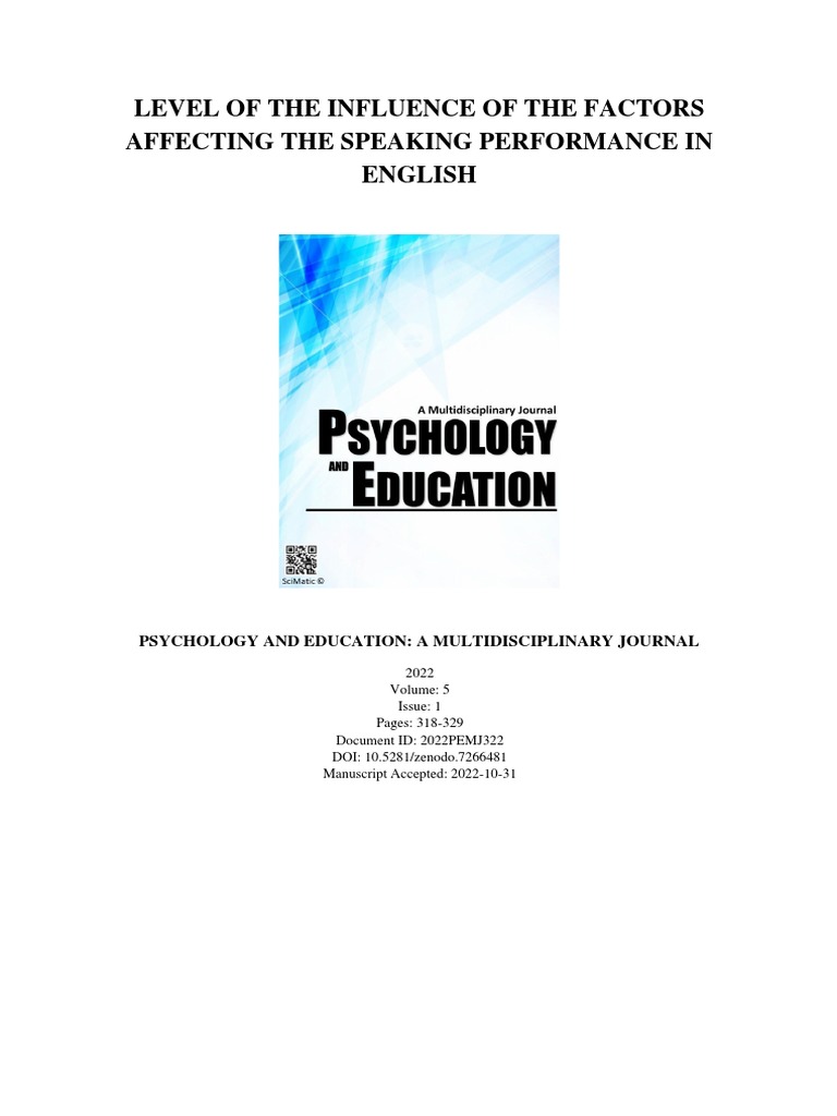 Level of The Influence of The Factors Affecting The Speaking Performance in English | PDF