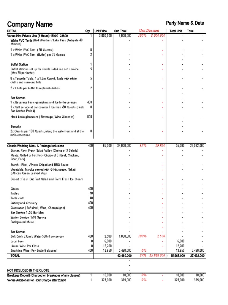 Banquet Quotation Format 2 | PDF | Tableware | Barbecue
