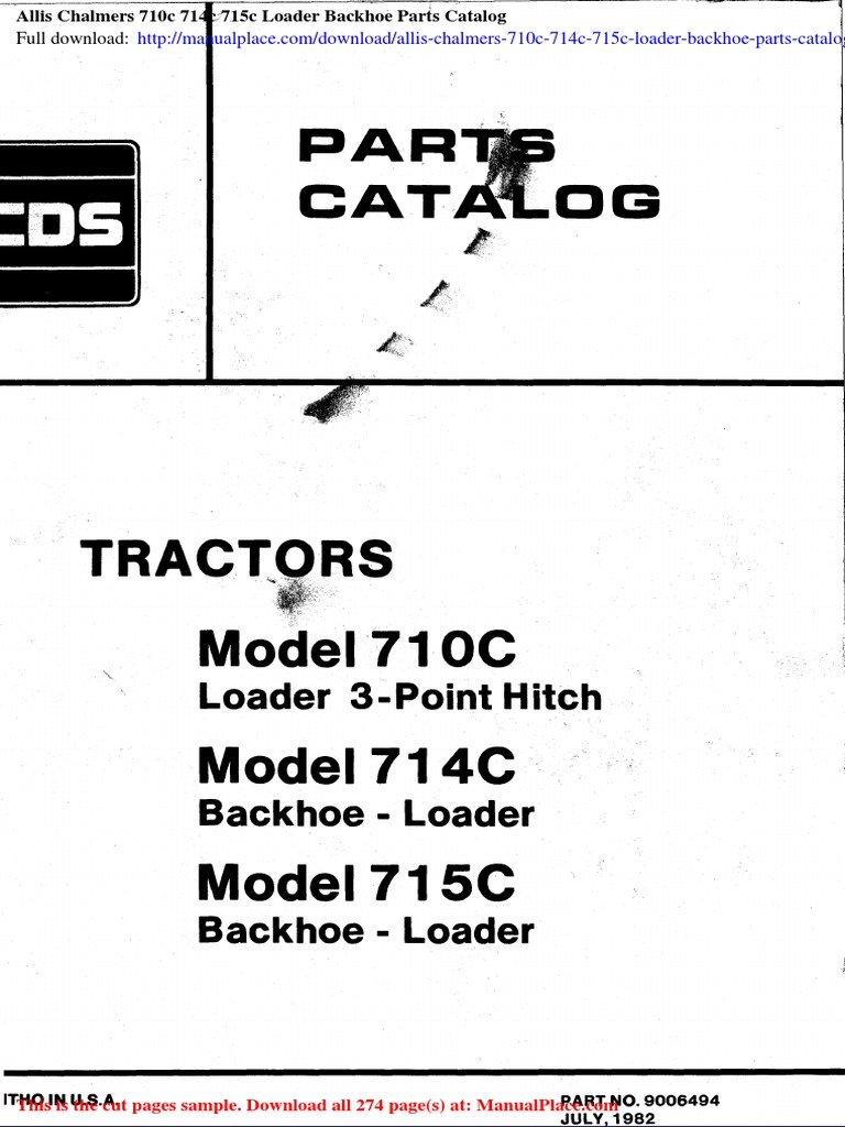 Allis Chalmers 710c 714c 715c Loader Backhoe Parts Catalog | PDF ...