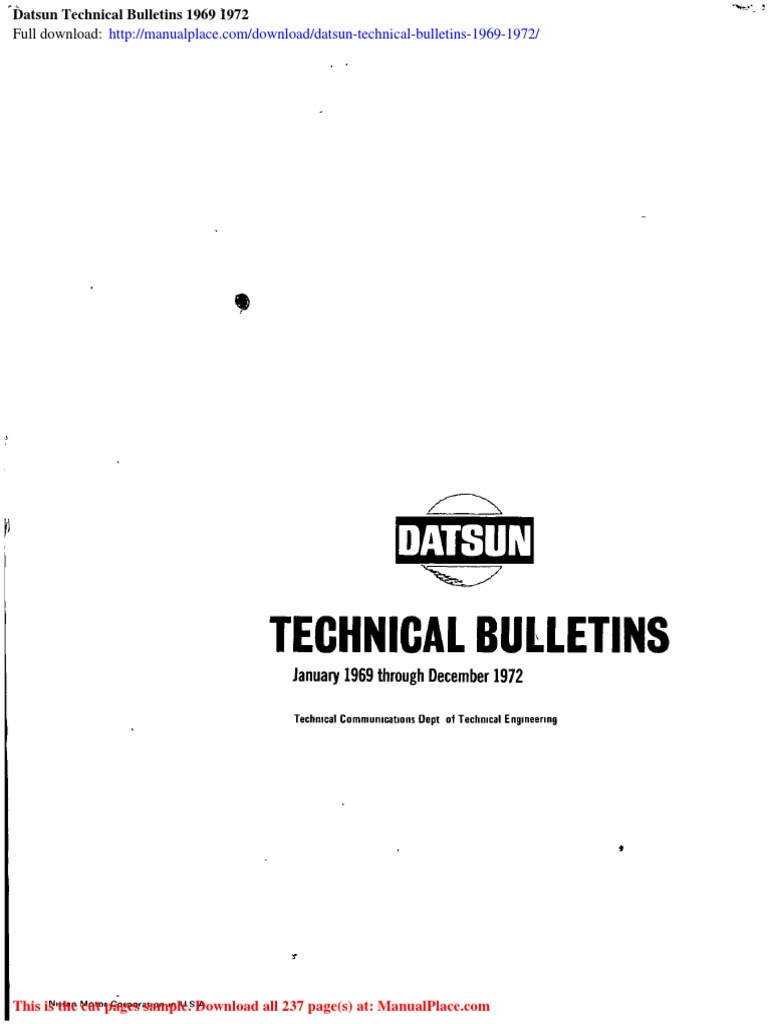 Datsun Technical Bulletins 1969 1972 | PDF | Distributor | Axle
