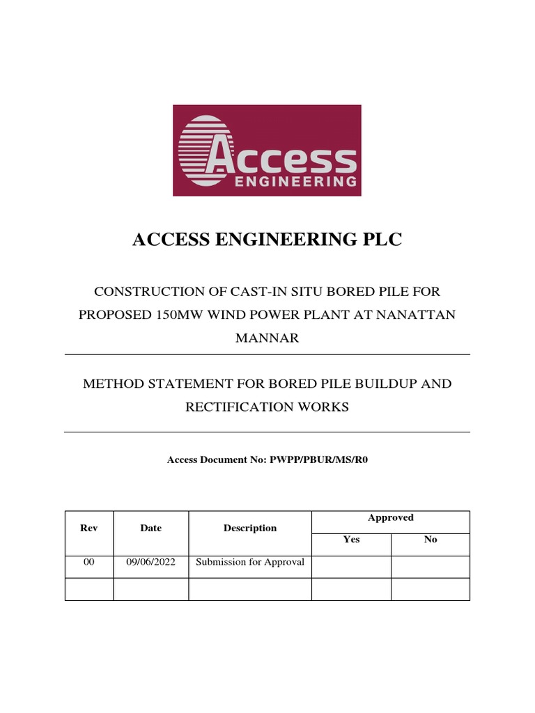 METHOD STATEMENT - PIle Build Up | PDF