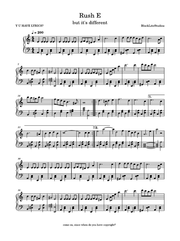 Rush E - Sheet Music Boss Rush E | PDF