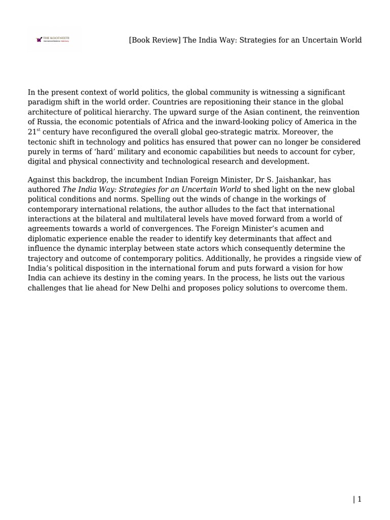 The India Way: Foreign Policy Insights | PDF | Career & Growth | Social ...