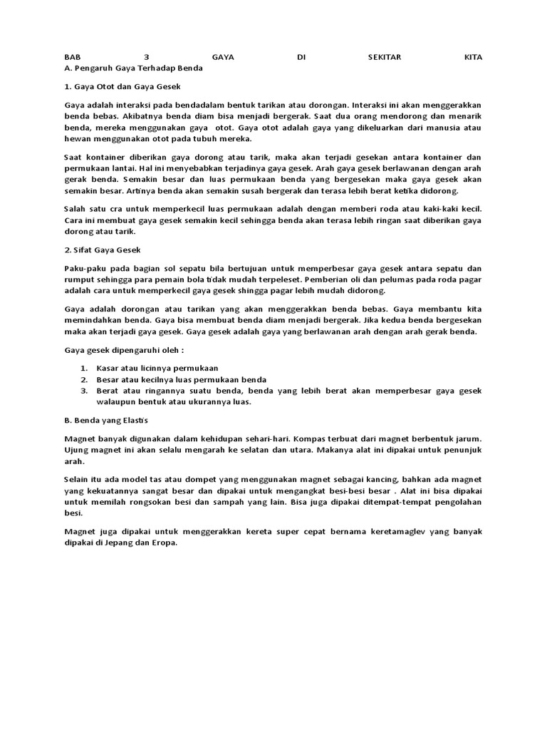 Bab 3 Gaya Di Sekitar Kita | PDF