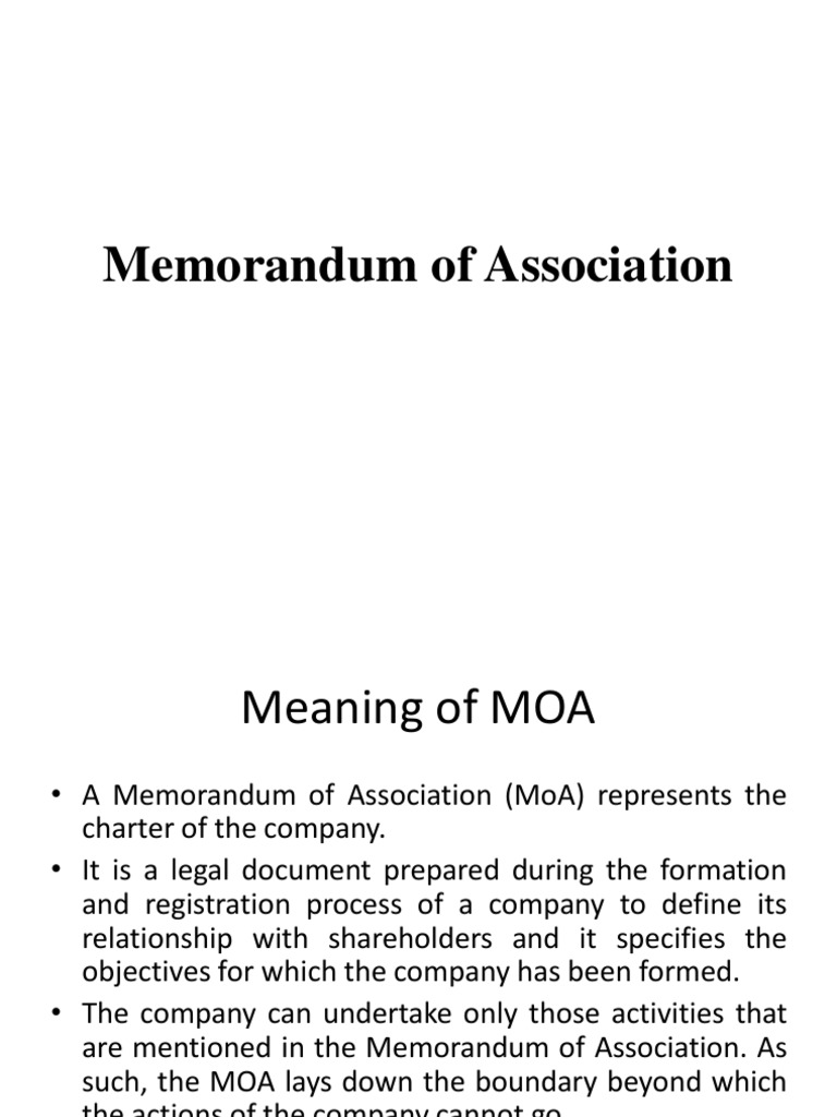 Memorandum of Association | PDF | Guarantee | Companies