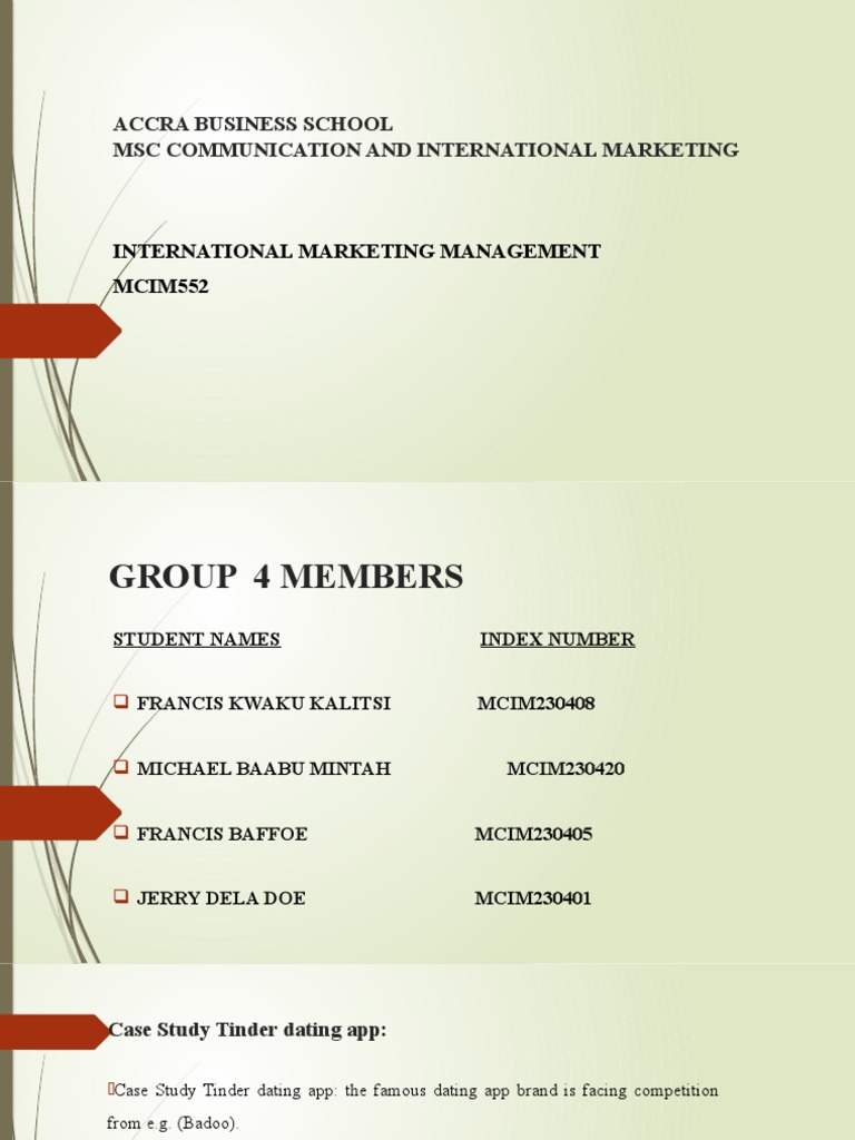 International Marketing MGT Group 4 | PDF | Tinder (App) | Online Dating Service