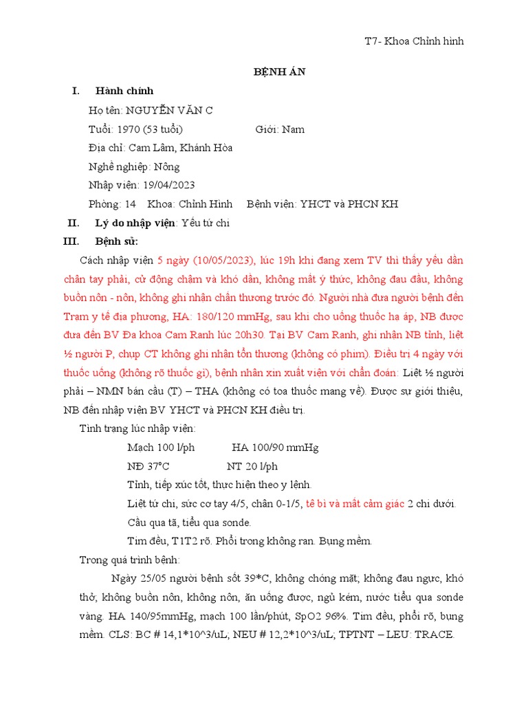 Bênh An Khoa BNCT Thang 7 | PDF