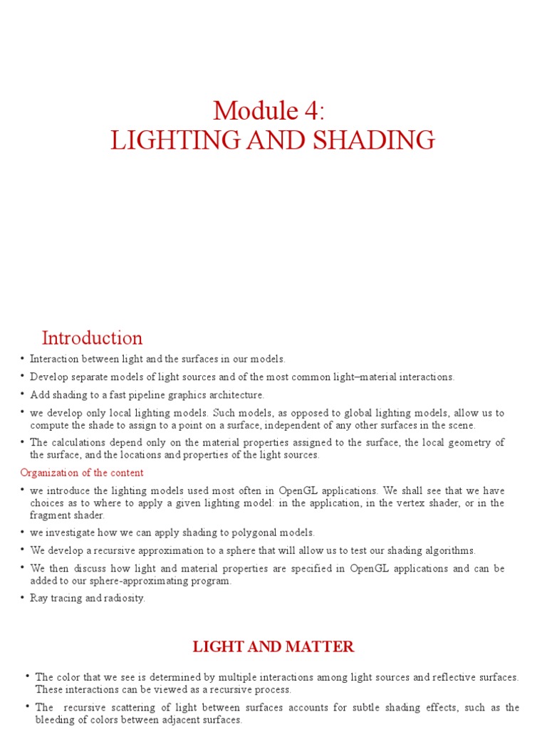 Lighting And Shading Pdf Shader Reflection Physics