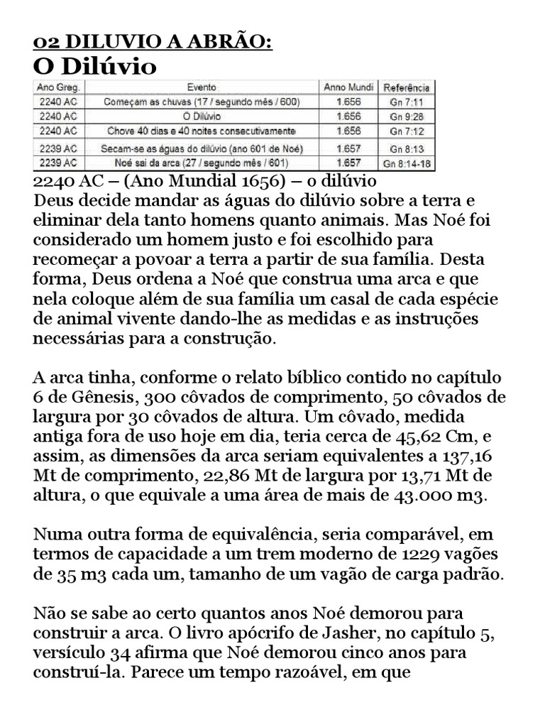 02 Diluvio A Abrão | PDF | Noé | Gênesis (livro)