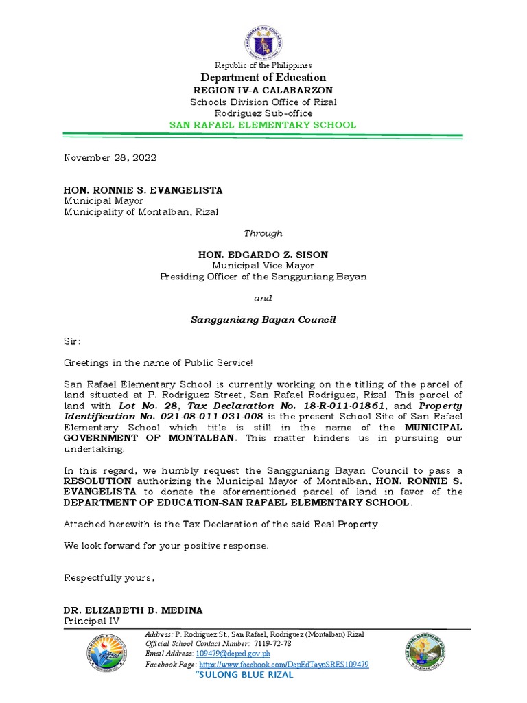 Request-letter-for-donation-of-SRES-LAND | PDF