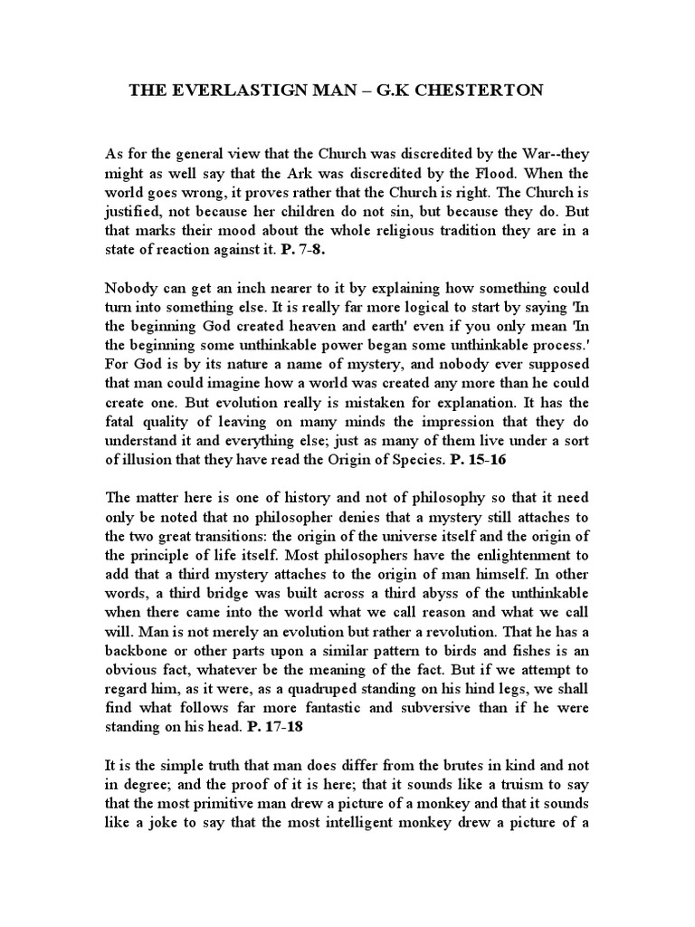 The Everlasting Man - GK Chesterton | PDF