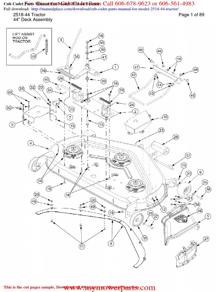 Cub Cadet Parts Manual For Model 2518 44 Tractor | PDF | Screw | Washer ...