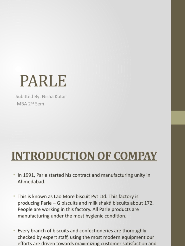 Industrial Visit To Parle | PDF