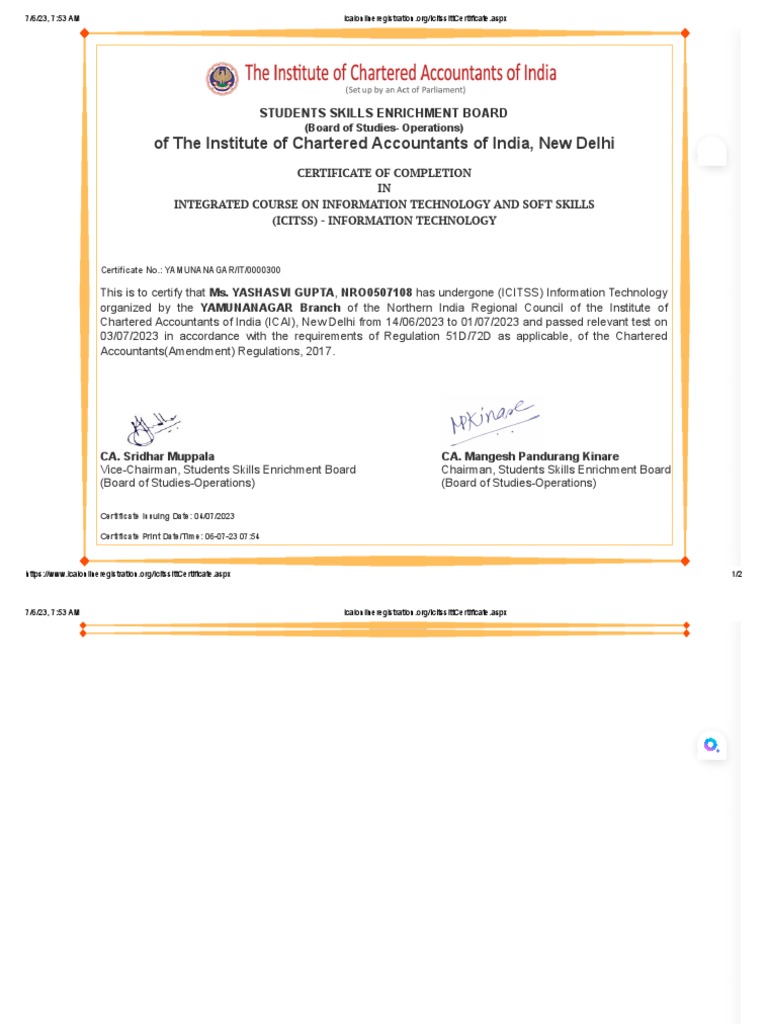 Icitss Itt Certificate - Aspx | PDF | Accountant | Regulation