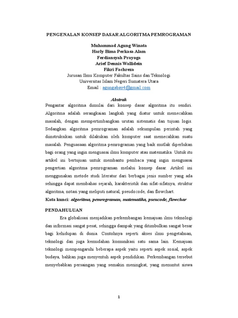 Jurnal Pengenalan Konsep Dasar Algoritma Pemrograman 1 | PDF Jurnal Pengenalan Konsep Dasar Algoritma Pemrograman 1 | PDF