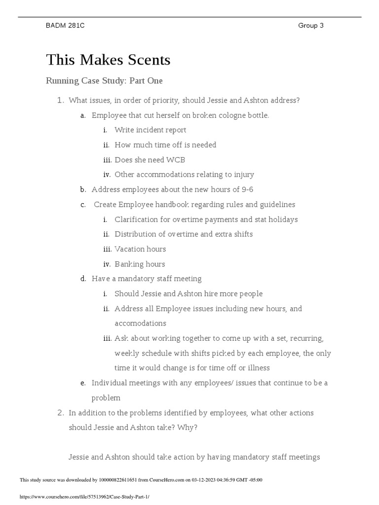 Case Study Part 1 | PDF | Overtime