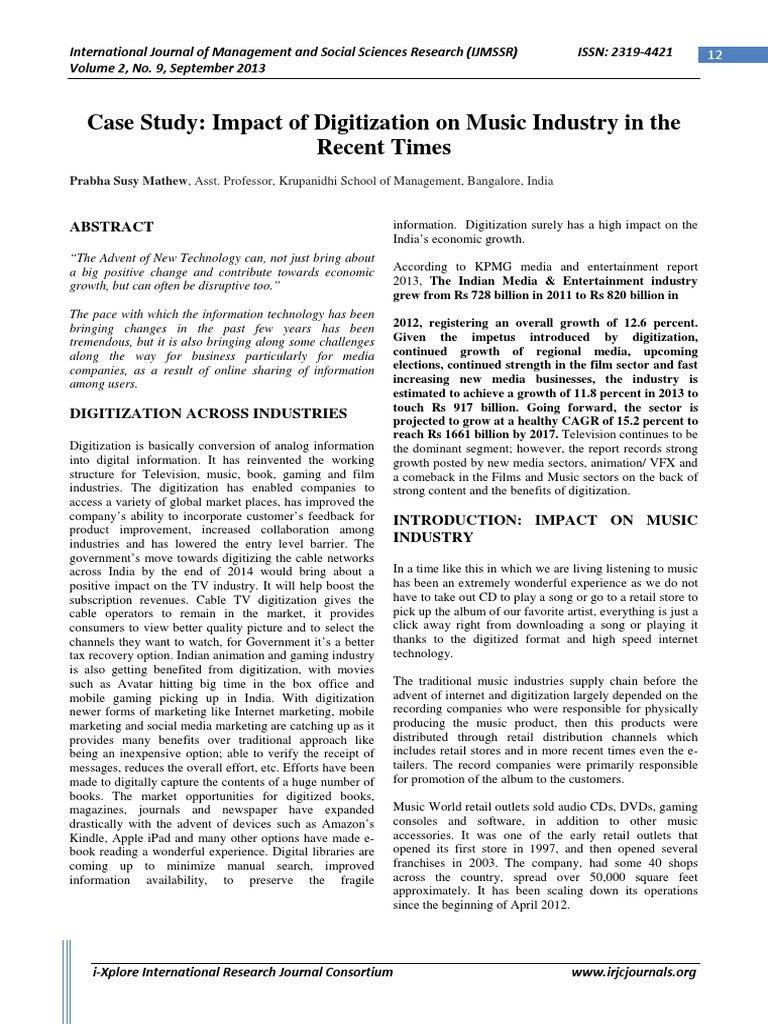 Case Study Impact of Digitization On Mus | PDF