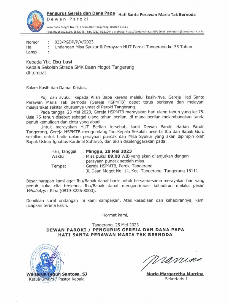 Undangan HUT Gereja-Damos | PDF