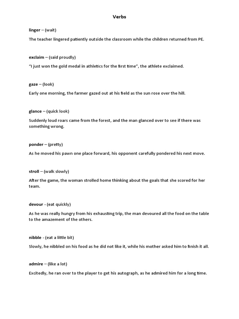 Advanced Verbs For Writing | PDF