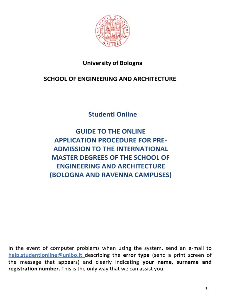 Pre-Admission Guide for UNIBO Engineering | PDF | University And ...