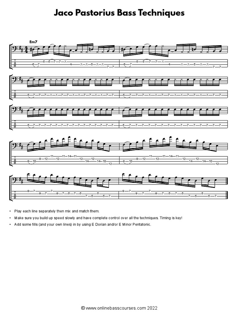 Jaco Pastorius Bass Techniques | PDF