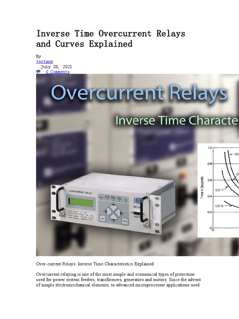 Inverse Time Overcurrent Relays and Curves Explain | PDF