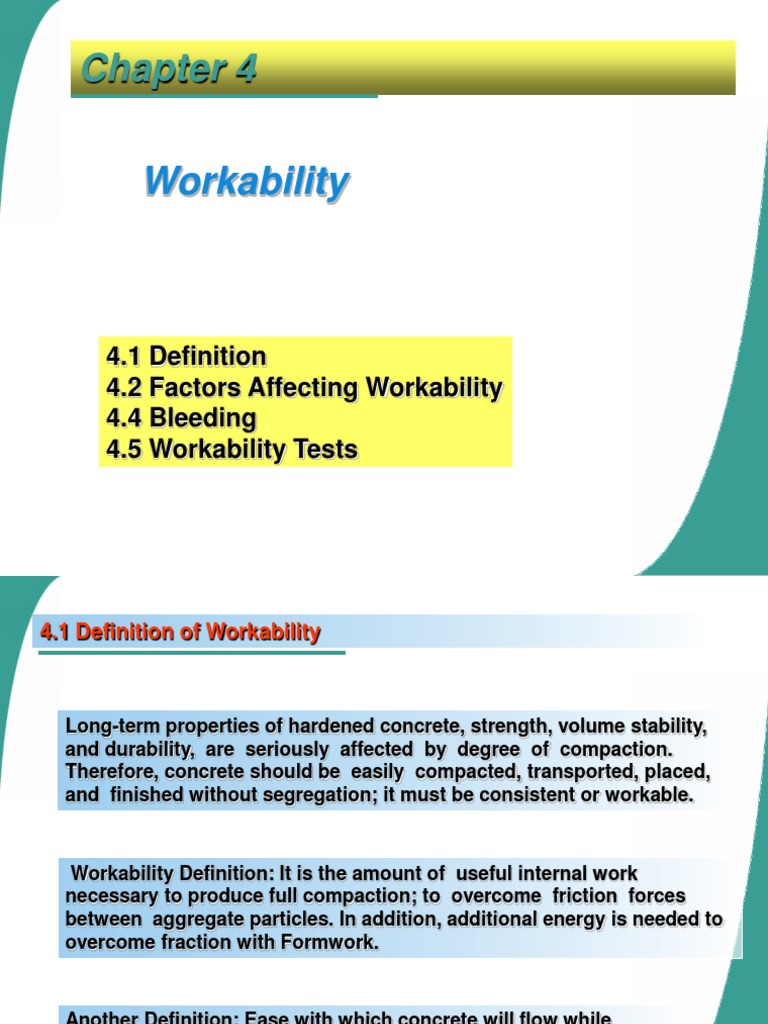 CH4 - Workability - Part1 | PDF | Concrete | Cement