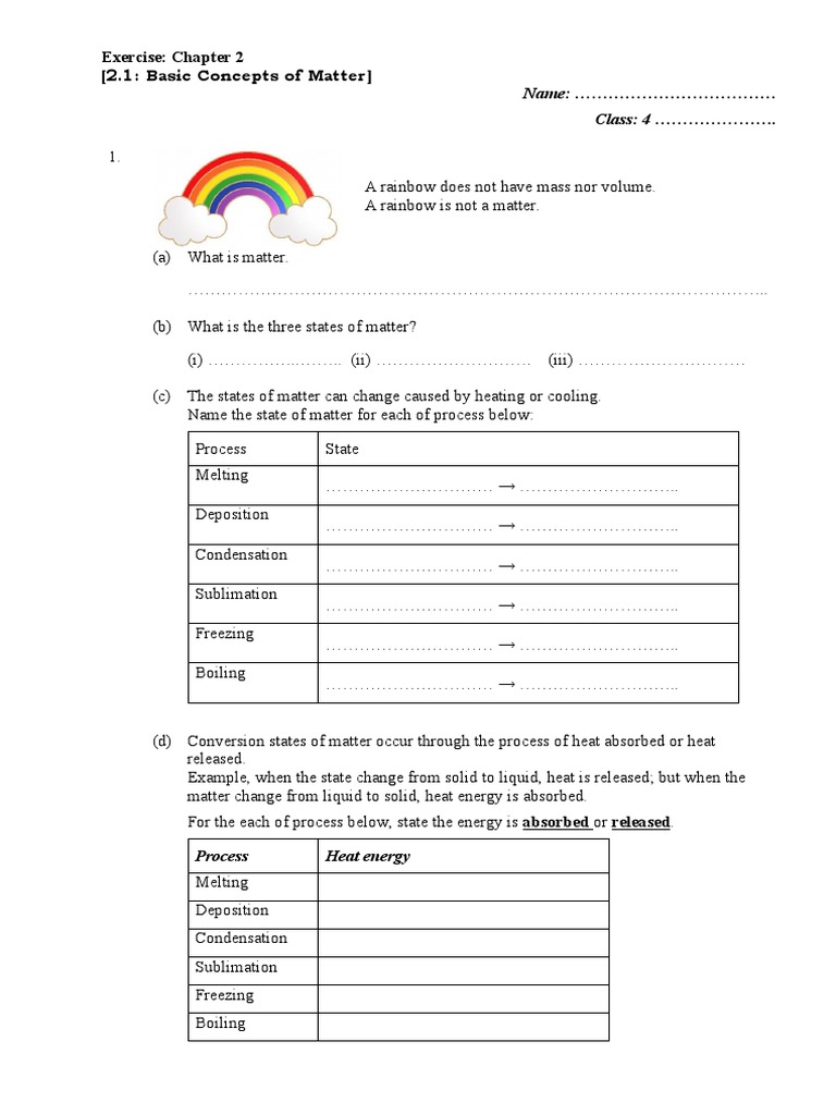 Exercise 2.1 Concepts of Matter | PDF | Chemical Compounds | Molecules
