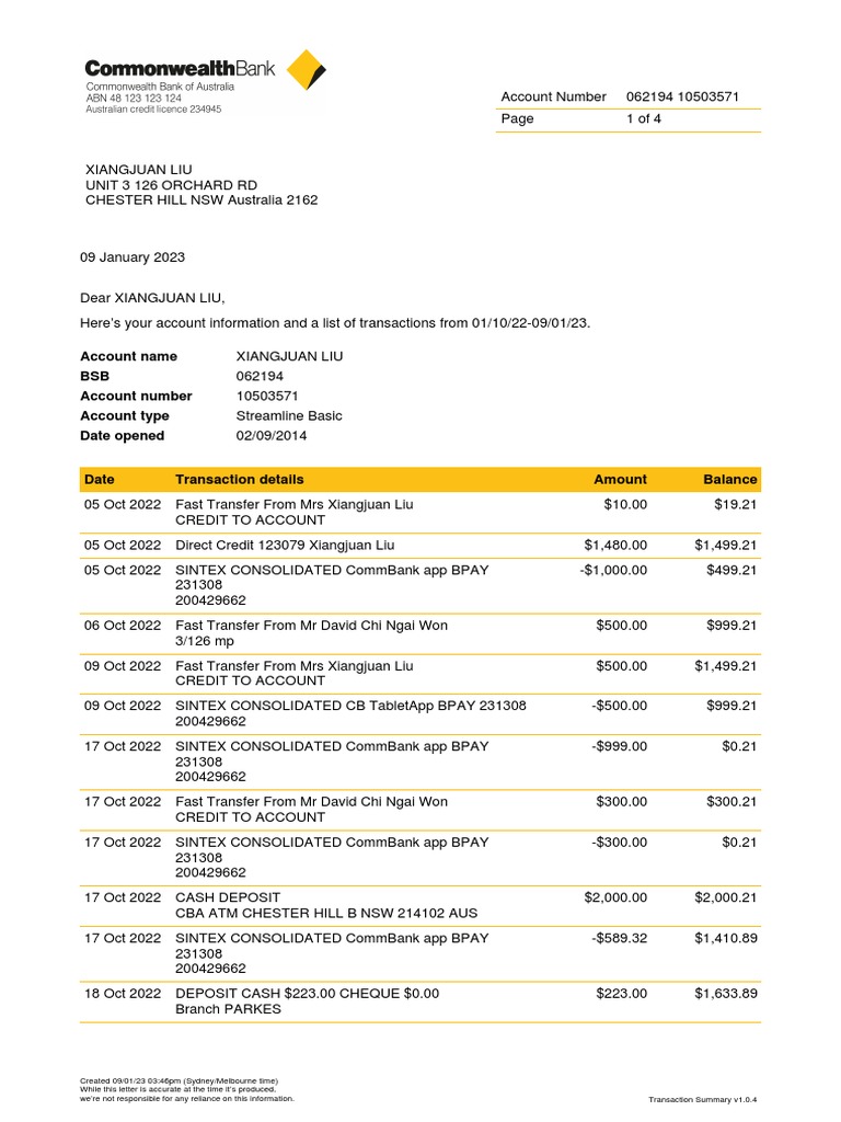 Transaction Summary | PDF