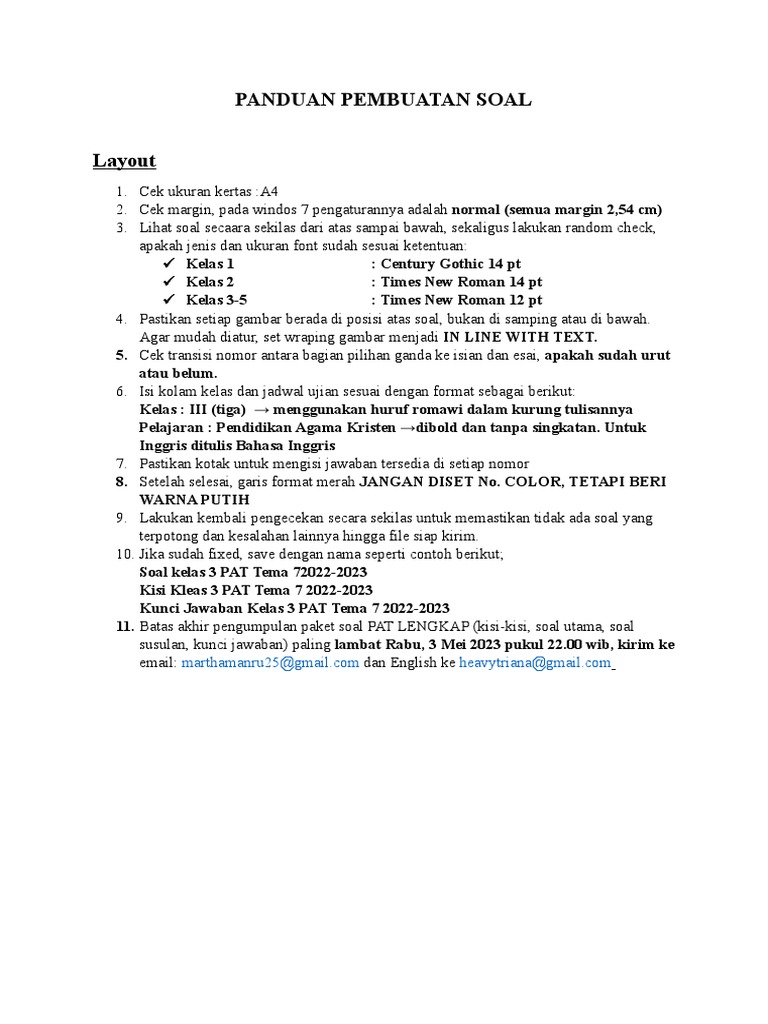 PANDUAN PEMBUATAN SOAL PAT 22-23 | PDF