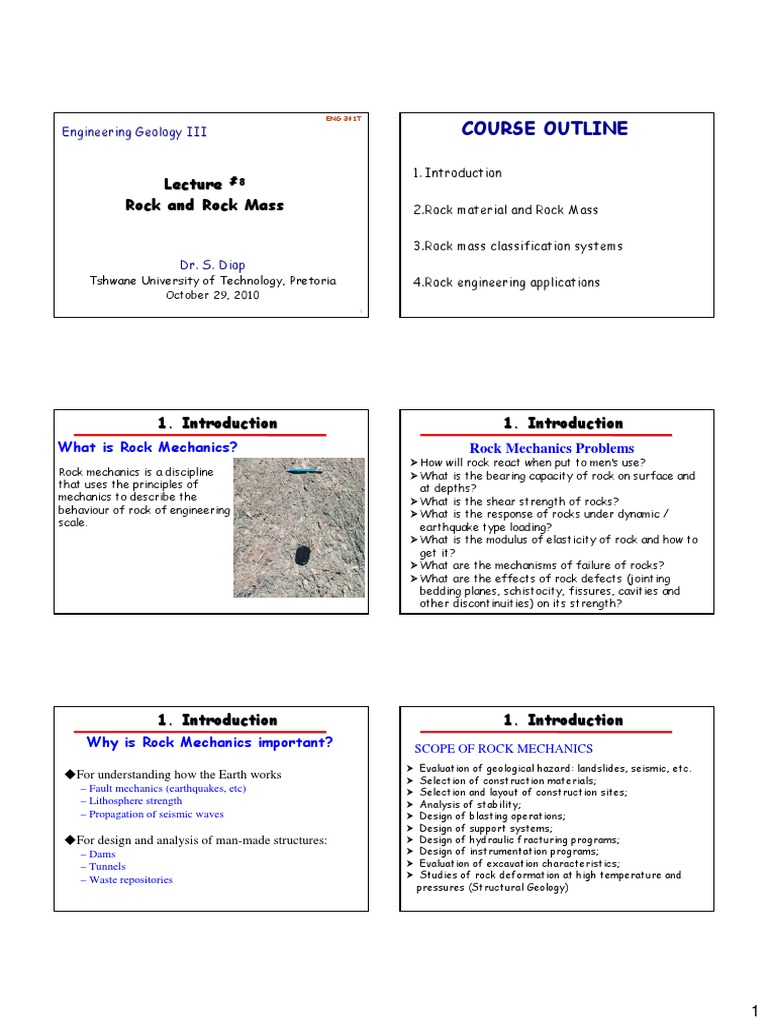 TUT - Engineering Geology3 - Lecture 8 | PDF | Rock (Geology) | Fault ...