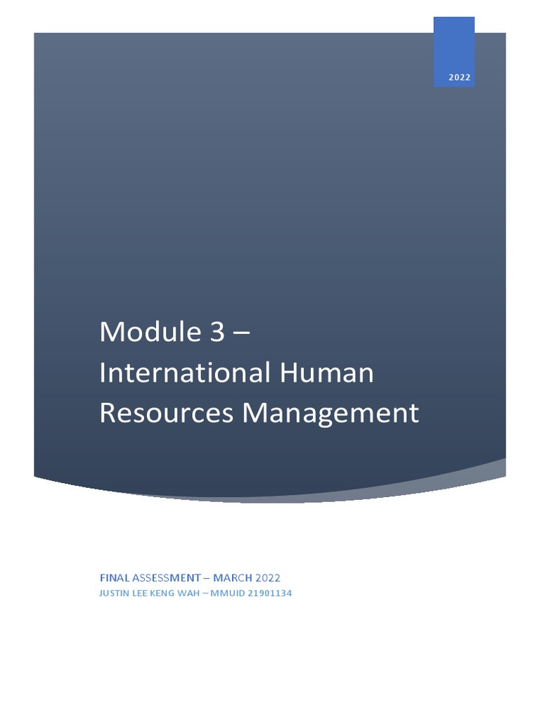 ihrm final assessment - justin lee - mmuid21901134 | PDF