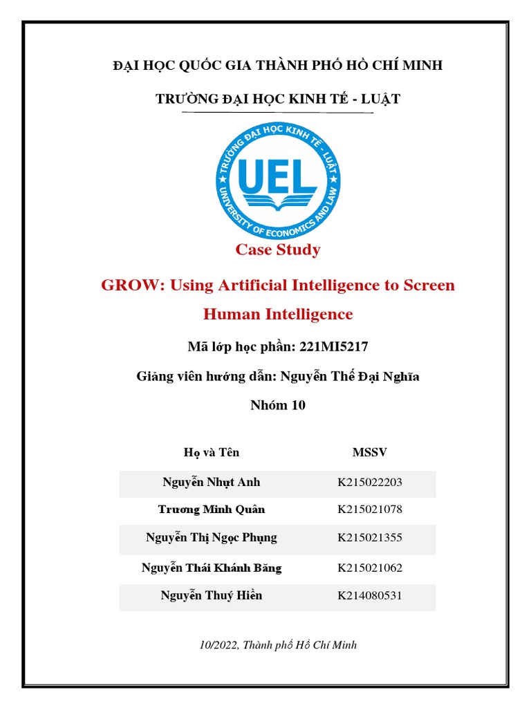 221mi5217 Nhóm 10 Grow Case | PDF