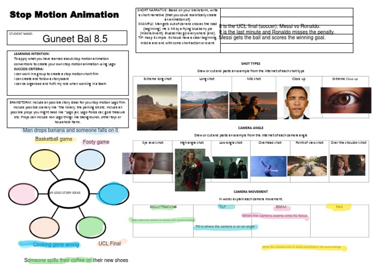 Stop Motion Student Handout | PDF | Animation
