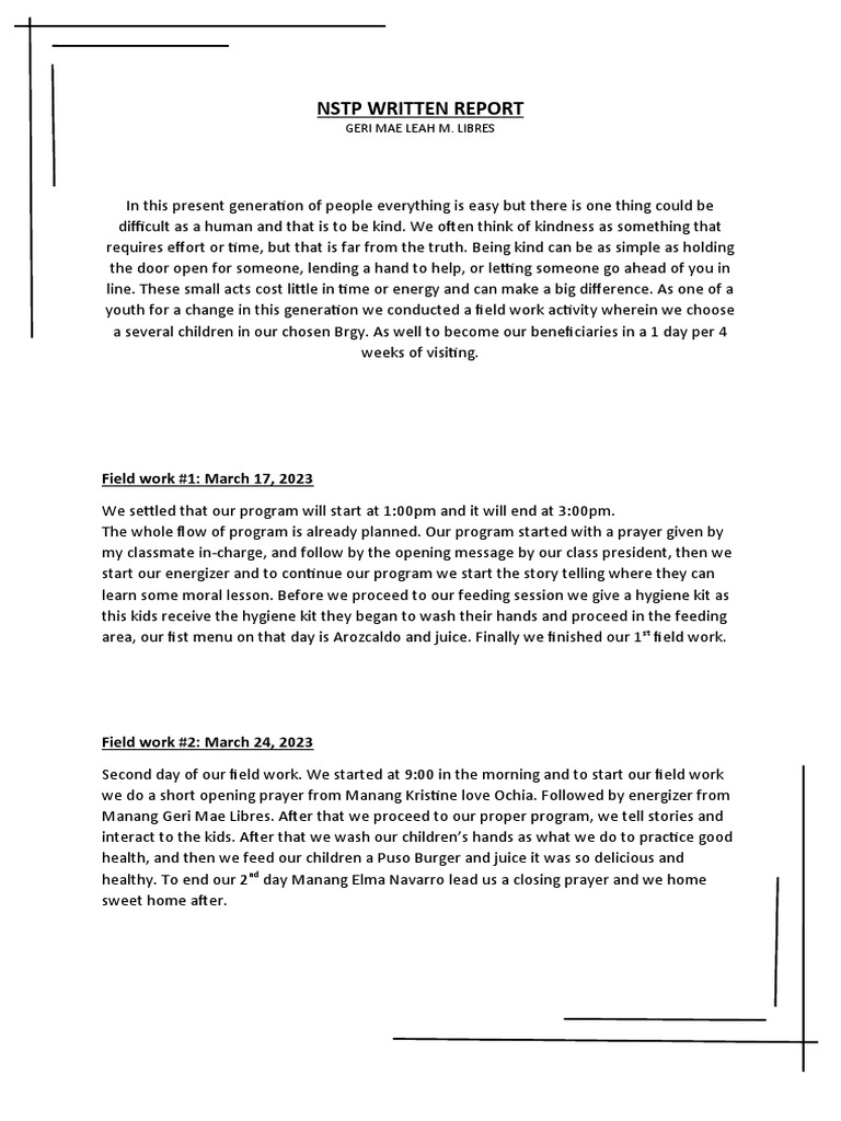 NSTP Written Report | PDF