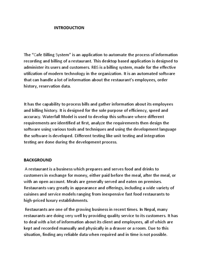 Cafe Billing Pdf Microsoft Windows Operating System