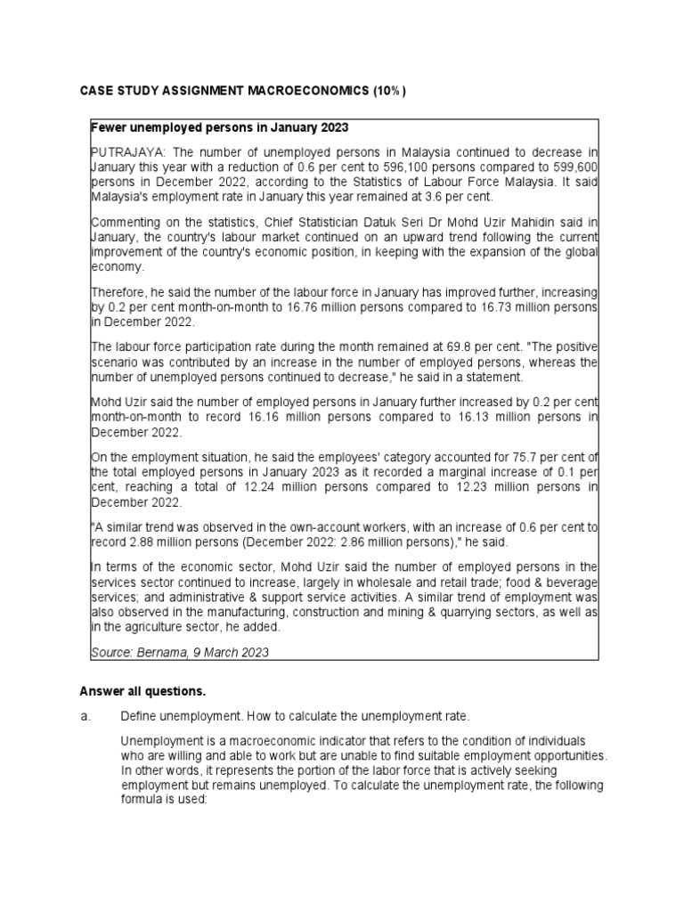 Case Study Assignment Eco415 ( (Macroeconomics) | PDF | Unemployment ...