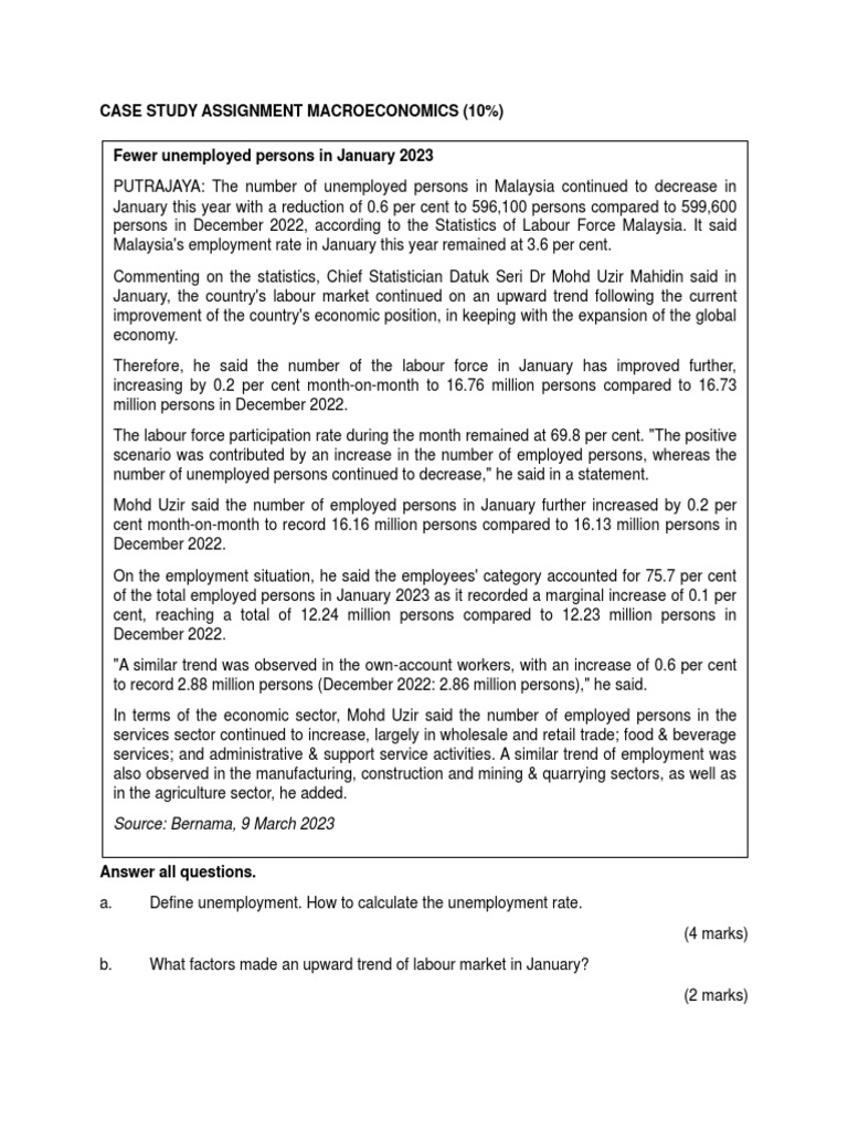 Case Study Assignment Eco415 ( (Macroeconomics) | PDF | Unemployment ...