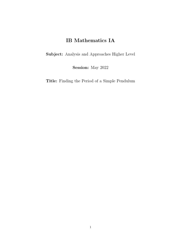 Math IA 1 | PDF | Force | Pendulum