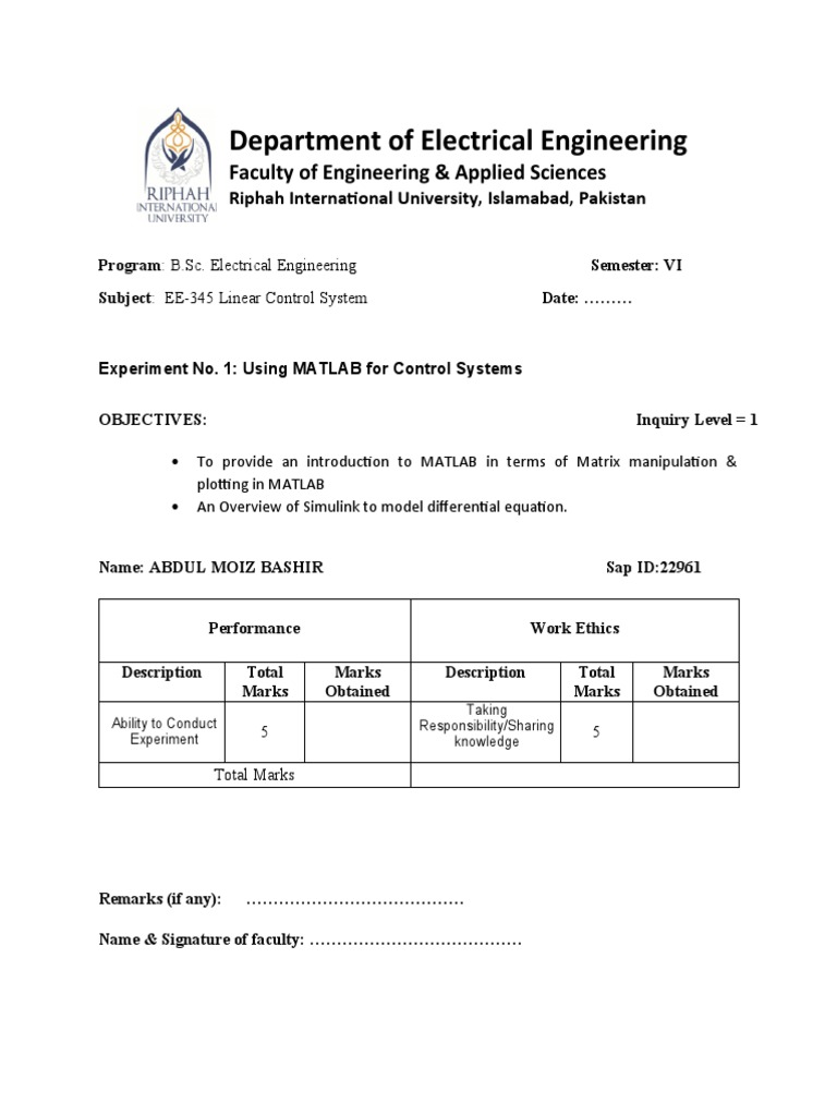 Introduction To Matlab and Simulink | PDF | Matrix (Mathematics) | Linear Map