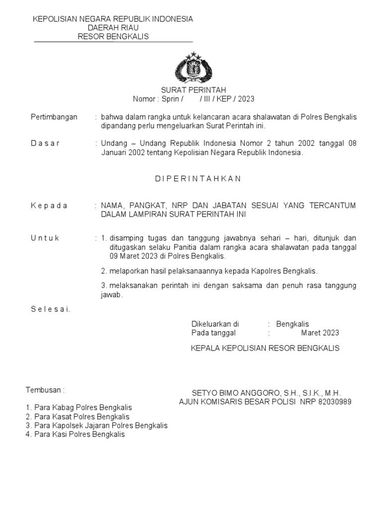 Sprin Panitia Shalawatan 2023 | PDF