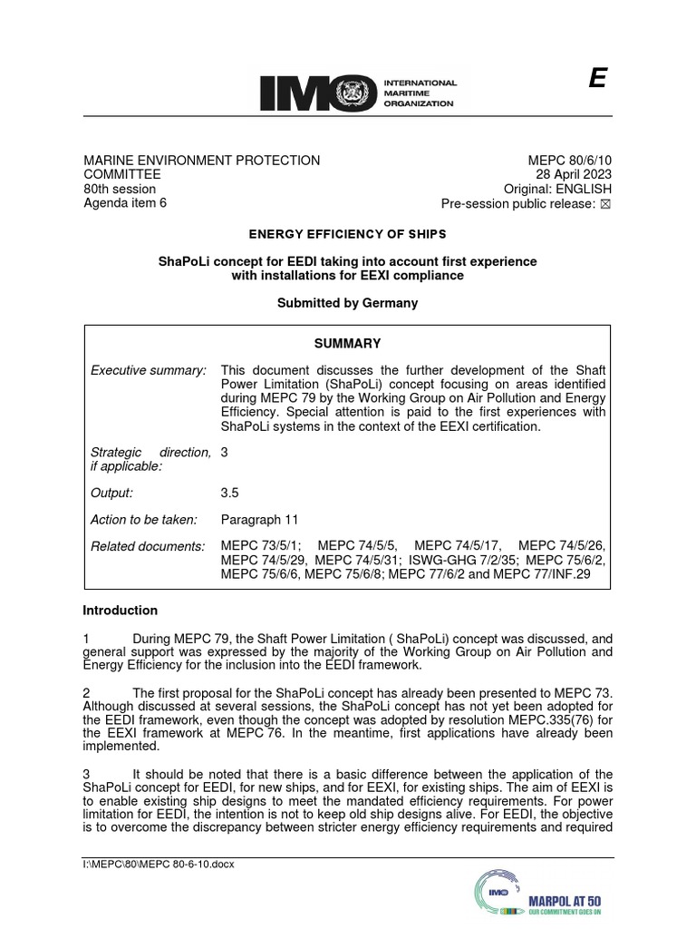 MEPC 80-6-10 - ShaPoLi Concept For EEDI Taking Into Account First ...