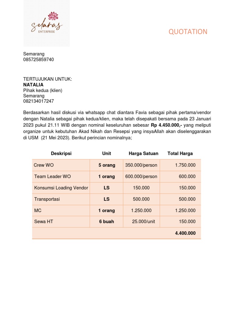 Quotation Wo (1) | PDF
